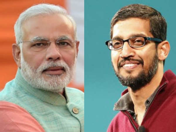 Google CEO Sundar Pichai welcomes PM Narendra Modi- Hindi Gizbot